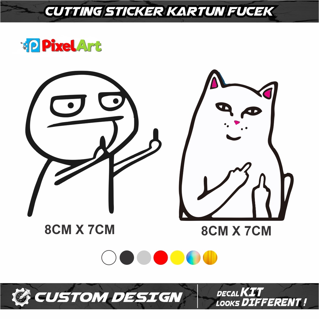 Jual Cutting Stiker Kartun Fucek Jari Tengah Motor Mobil Helm Hp Spion