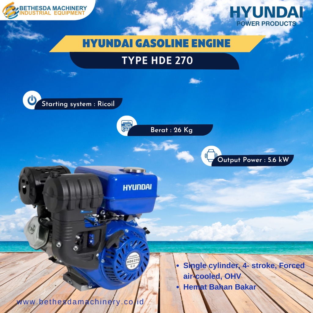 Jual Mesin penggerak 9 hp mesin engine HDE 270 HYUNDAI gasoline engine ...
