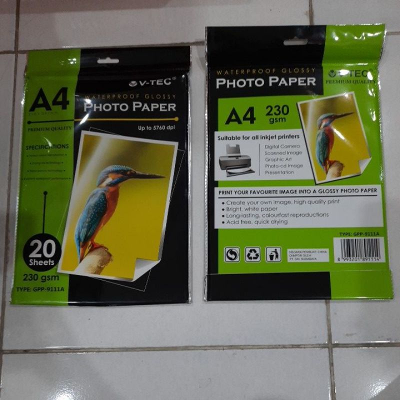 Jual Kertas Photo 230gsm VTEC Waterproof Glossy | Shopee Indonesia