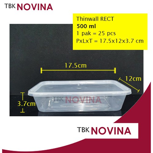 Jual [25 Pcs] Thinwall 500ml Kotak Per Pack Rectangle Food Container