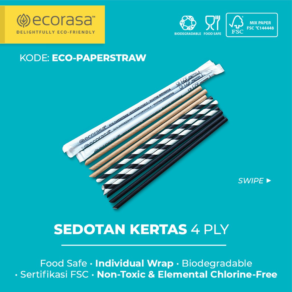 Jual Sedotan kertas 4ply ecorasa Biodegradable & FSC ECO-PAPERSTRAW ...