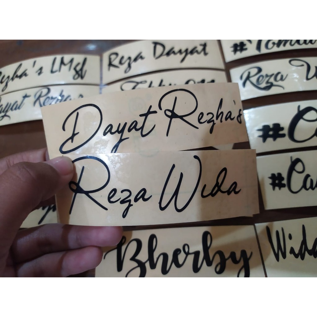 Jual STIKER CUTTING NAMA CUSTOM/STIKER TIMBUL ANTI AIR | Shopee Indonesia