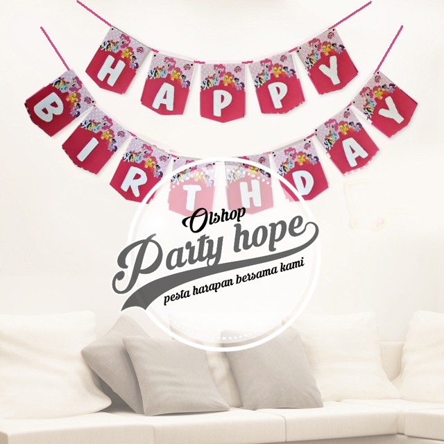 Jual bunting Flag Happy Birthday LITTLE PONY / Banner Happy birthday ...