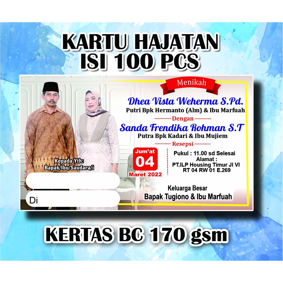 Jual KARTU PUNJUNGAN HAJATAN ISI 100PCS [TERTMURAH[ BEST PRODUK ...