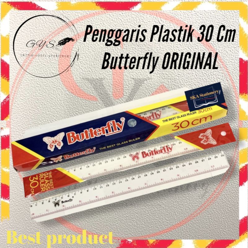 Jual Penggaris Plastik Butterfly 30cm/Garisan/Mistar/Original(PCS ...