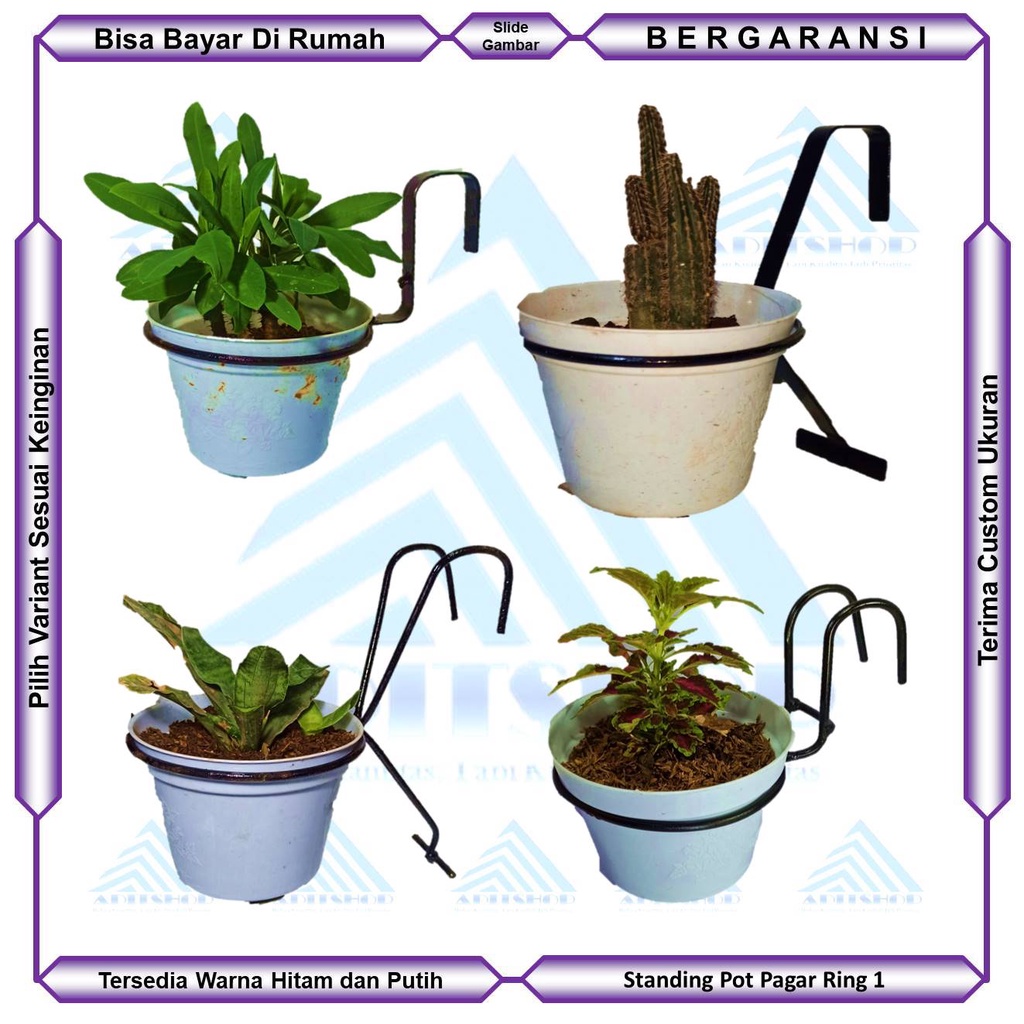 Jual Tempat Pot Pagar Rumah Bahan Besi / ADITSHOP / Standing Pot Tempel ...