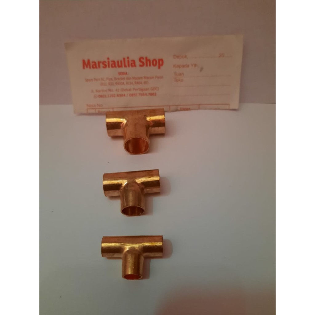 Jual TEE 1/4 1/2 3/8 5/8 INCH FITTING PENYAMBUNG PIPA AC TEMBAGA | Shopee Indonesia