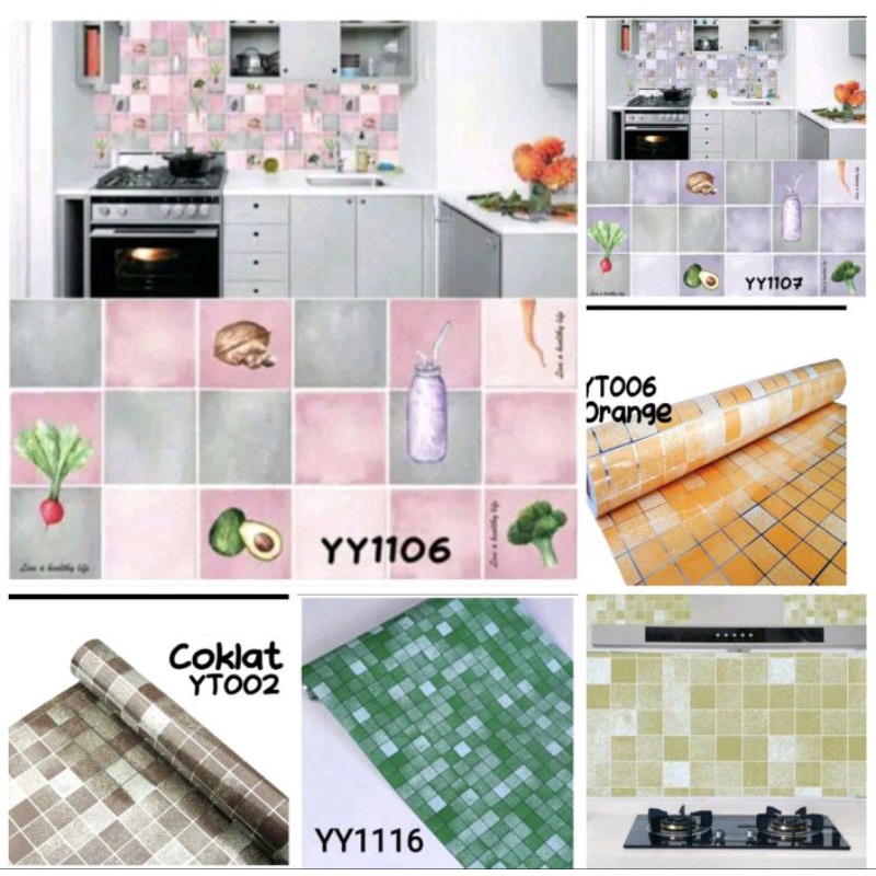 Jual Wallpaper Sticker dapur 45cmx 5m bahan almunium foil anti panas ...