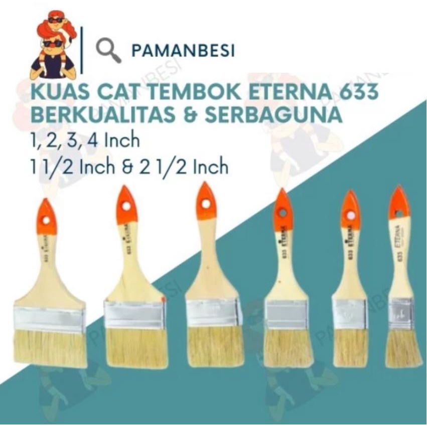 Jual Kuas cat tembok ETERNA ASLI 633 1 Inch" kualitas bagus bulu kuat ...