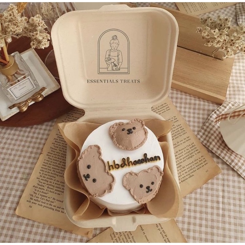 Jual 5Pcs Bagasse Box Bento Cake - Kotak Kue Cute Ulang Tahun Lunch Box ...