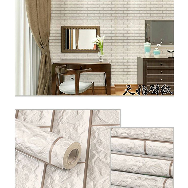 Jual Wallpaper stiker dinding motif bata 3D abu-abu ukuran 45 cm x 10 ...