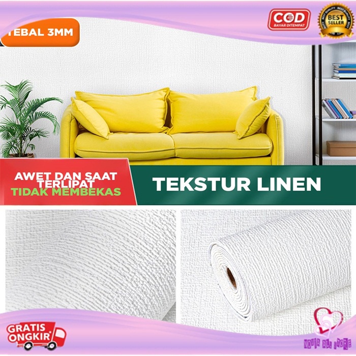 Jual Wallpaper Dinding Plafon Linen Putih Roll / Wallpaper Foam Peredam ...