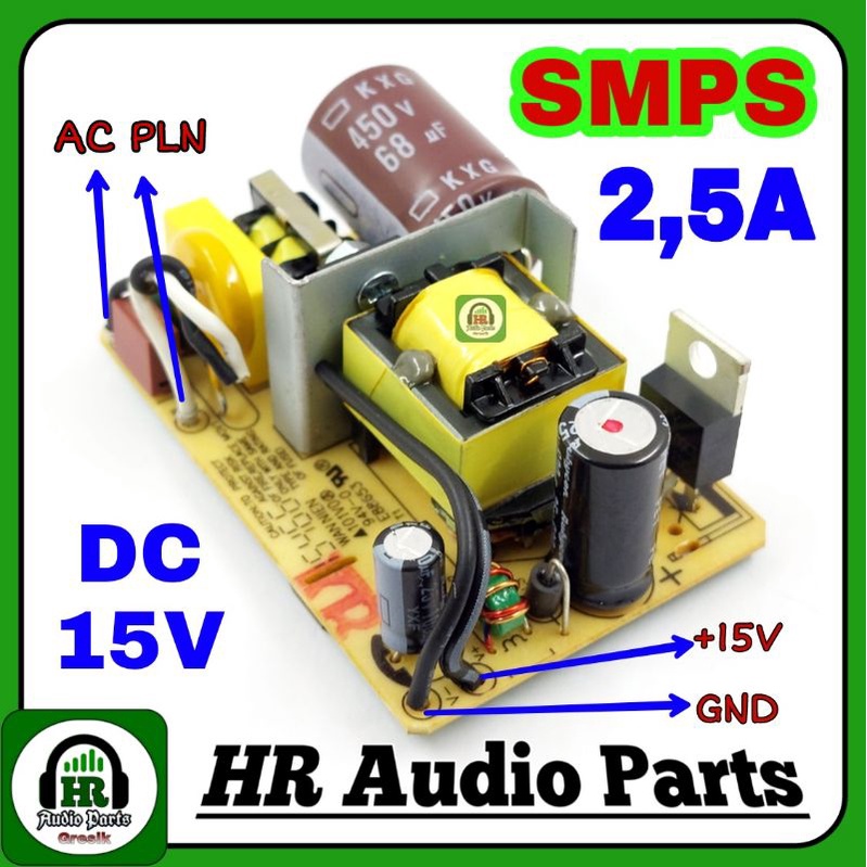 Jual SMPS DC 15V 2.5A AC 220V to DC 15V 2,5Amper for Tone Control ...