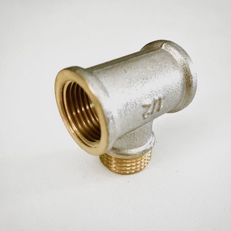 Jual nepel Tee shower kuningan asli drat luar dalam ukuran 1/2 inch 3/4inch cabang 4/ T kuningan ...