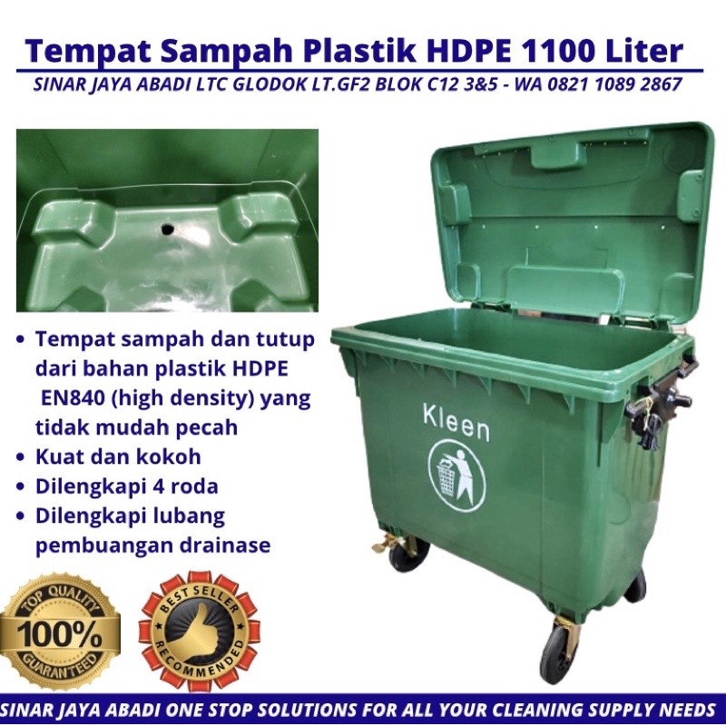 Jual Tempat Tong Sampah Plastik Sulo HDPE 1100 Liter Roda Plastic Dust Bin Wheel | Shopee Indonesia