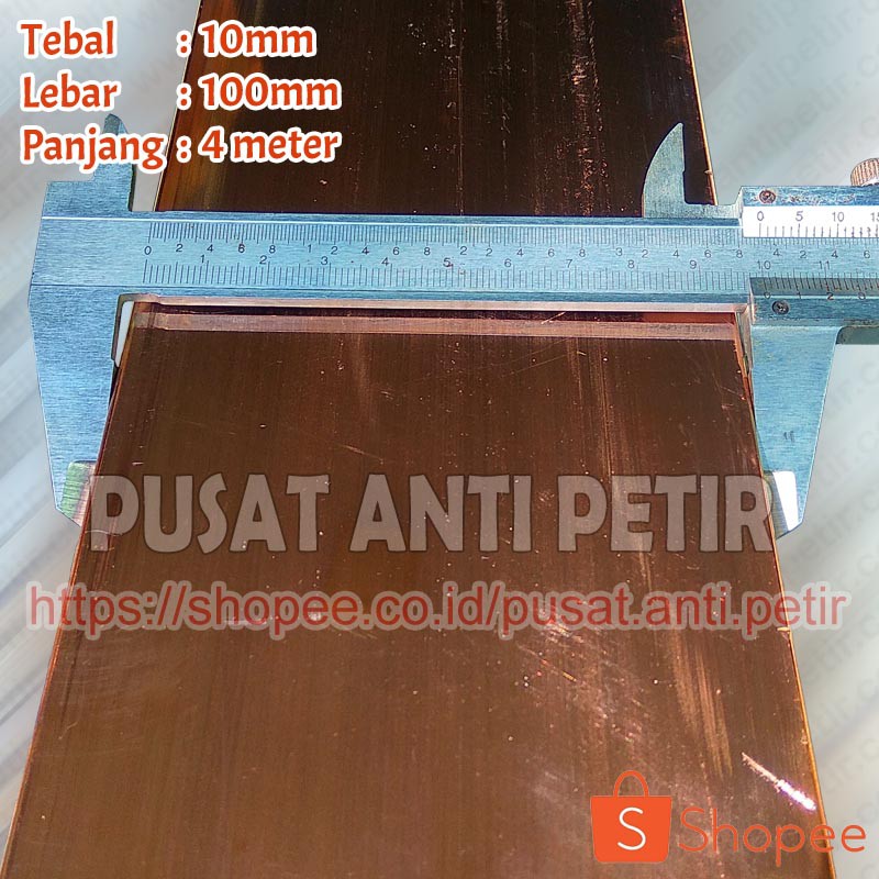 Jual Plat Tembaga 10x100x4000 / Plat Grounding / Busbar Panel / Copper ...