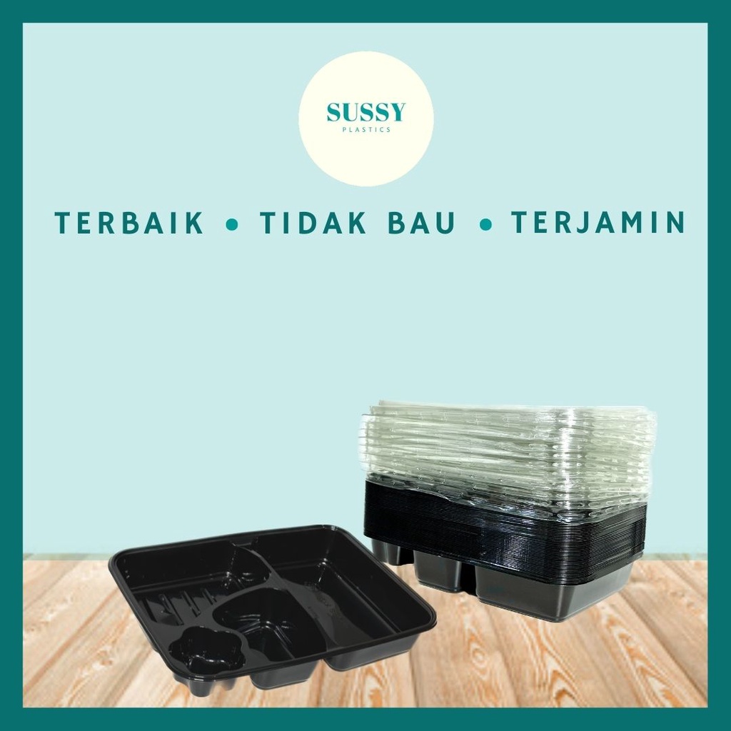 Jual MIKA BENTO SEKAT 4 HITAM / BOX BENTO / TRAY BENTO | Shopee Indonesia