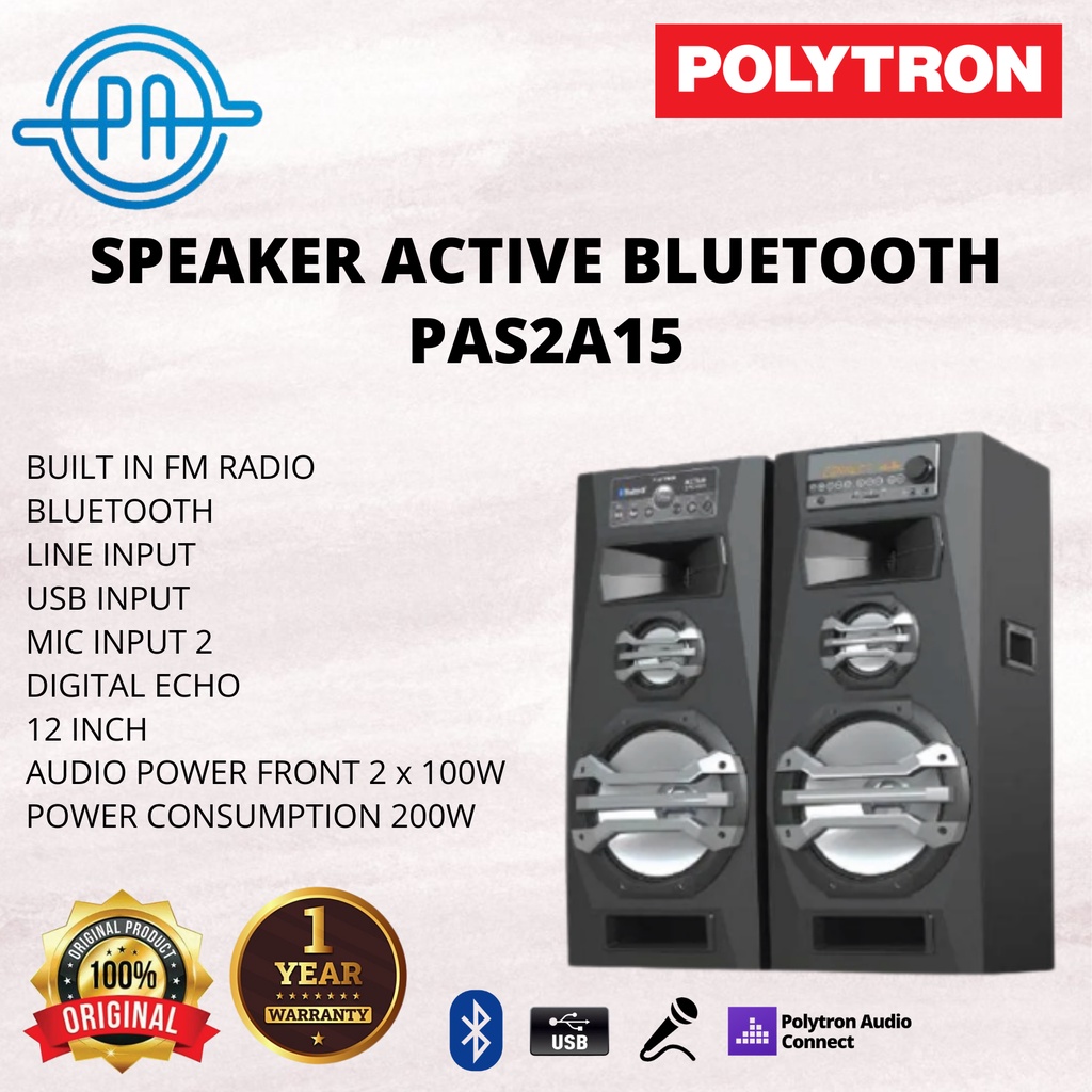 Jual SPEAKER POLYTRON PAS-2A15-BA BLUETOOTH | Shopee Indonesia