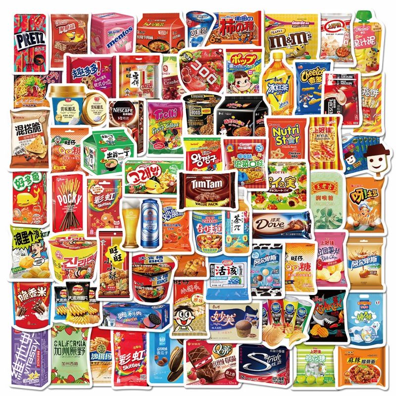 Jual HUNAM 10 Lembar/Pak Stiker Deco Aesthetic Tema Snack Lucu Untuk ...