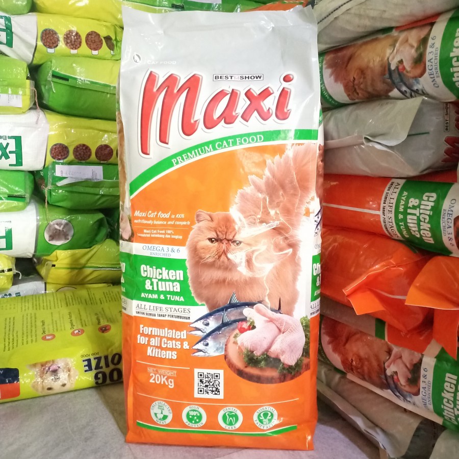 Jual MAXI Cat Chicken & Tuna 20kg Makanan Kucing KHUSUS GRAB GOJEK ...