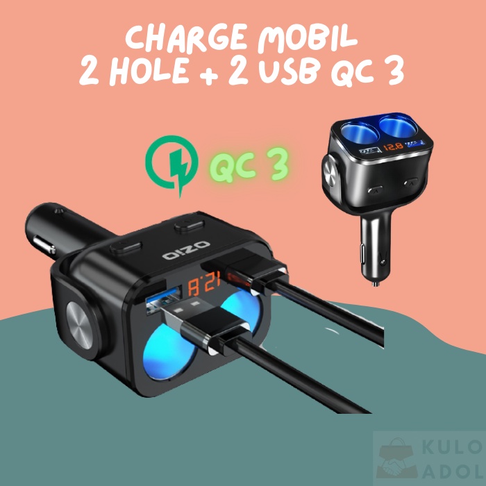 Jual Charger Mobil Fast Charging 2 USB Port QC 3 Casan Mobil LCD ...