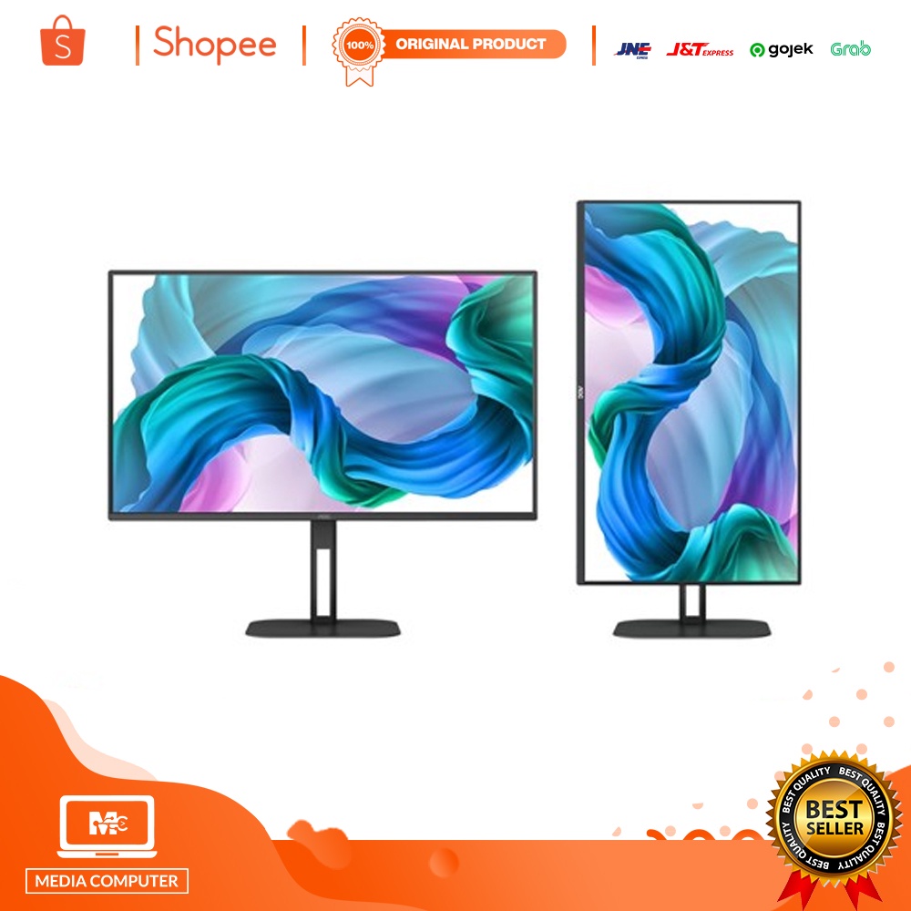 Jual Monitor 27 inchi AOC 27V5/BK IPS 75Hz sRGB 101% Monitor Ergonomic ...