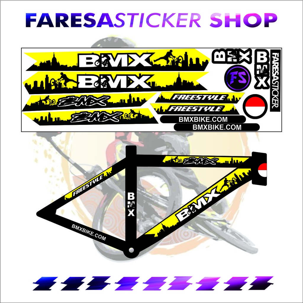 Jual (COD) STRIPING STICKER VARIASI SEPEDA BMX VIRAL SIMPLE KUNING ...