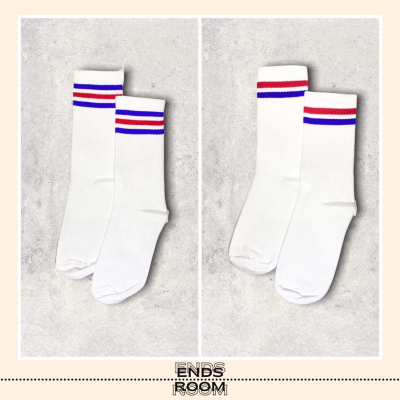 Jual KAOS KAKI PANJANG MOTIF GARIS MERAH BIRU | Shopee Indonesia