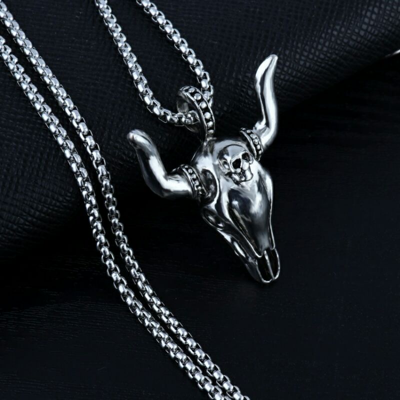 Jual Kalung pria tengkorak punk style men necklace devil horn iblis ...