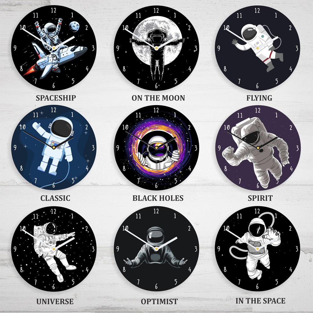 Jual Jam Dinding Kayu Kartun Astronot Pajangan Dekorasi Kamar Karakter ...