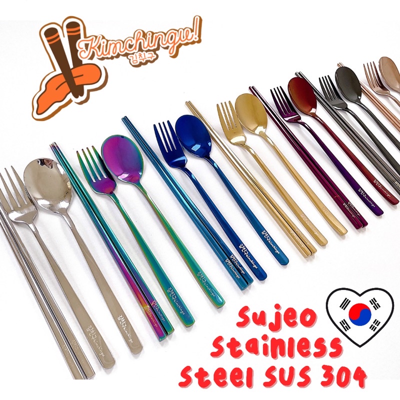 Jual Sujeo Sendok Garpu Sumpit Korea - Kimchingu Set Alat Makan ...