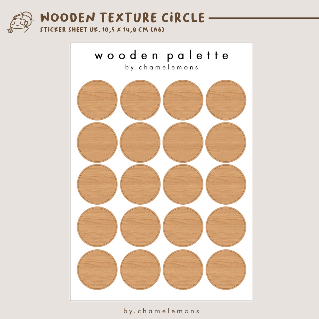 Jual Wooden Texture Circle Sticker Set A7 | Stiker Bulat Lingkaran ...