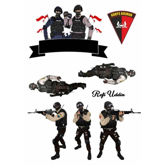 Jual Topper cake kue polisi police brimob free nama dan ucapan | Shopee ...