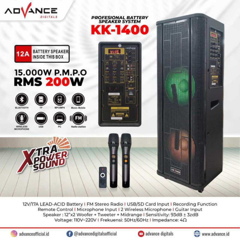 Jual Speaker Advance Extra Power Bass kk-1400 | Shopee Indonesia
