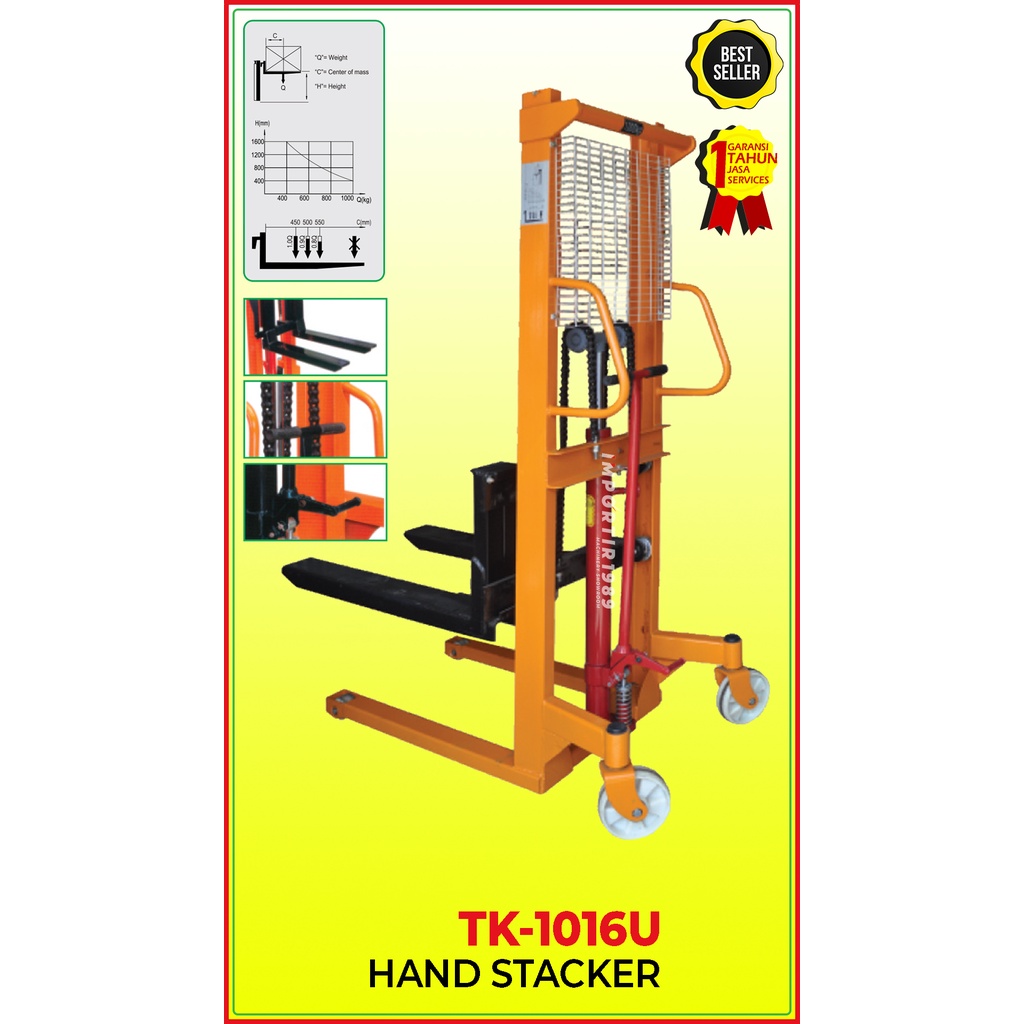 Jual Alat Angkat Barang Hand Stacker / Hand Lift 1 ton 160 cm - TK1016U ...