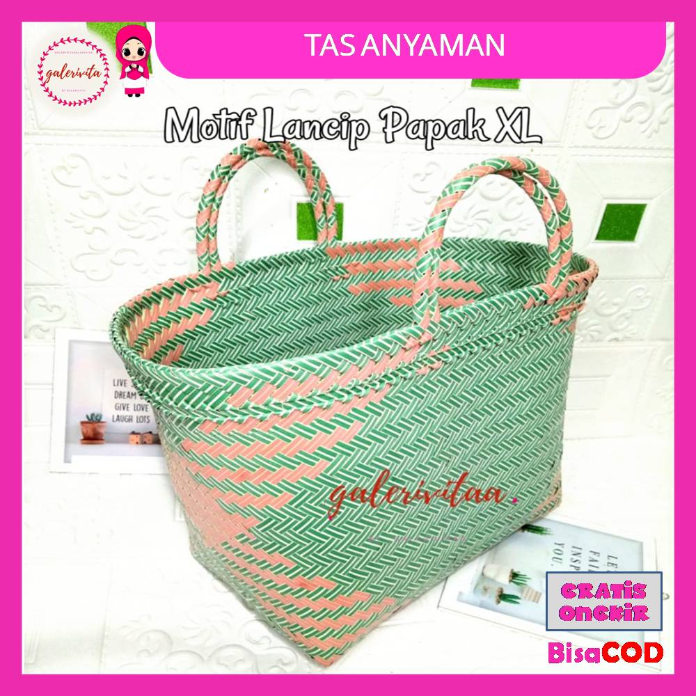 Jual Tas Anyaman Plastik Lancip Papak Ukuran Jumbo XL / Tas Belanja ...