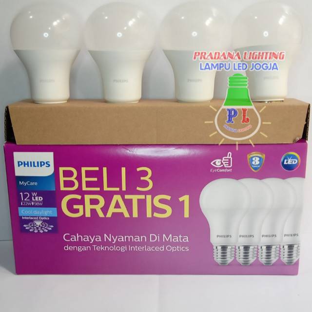 Jual Lampu Philips Led Bulb MyCare Putih Multipack 12Watt | Shopee Indonesia
