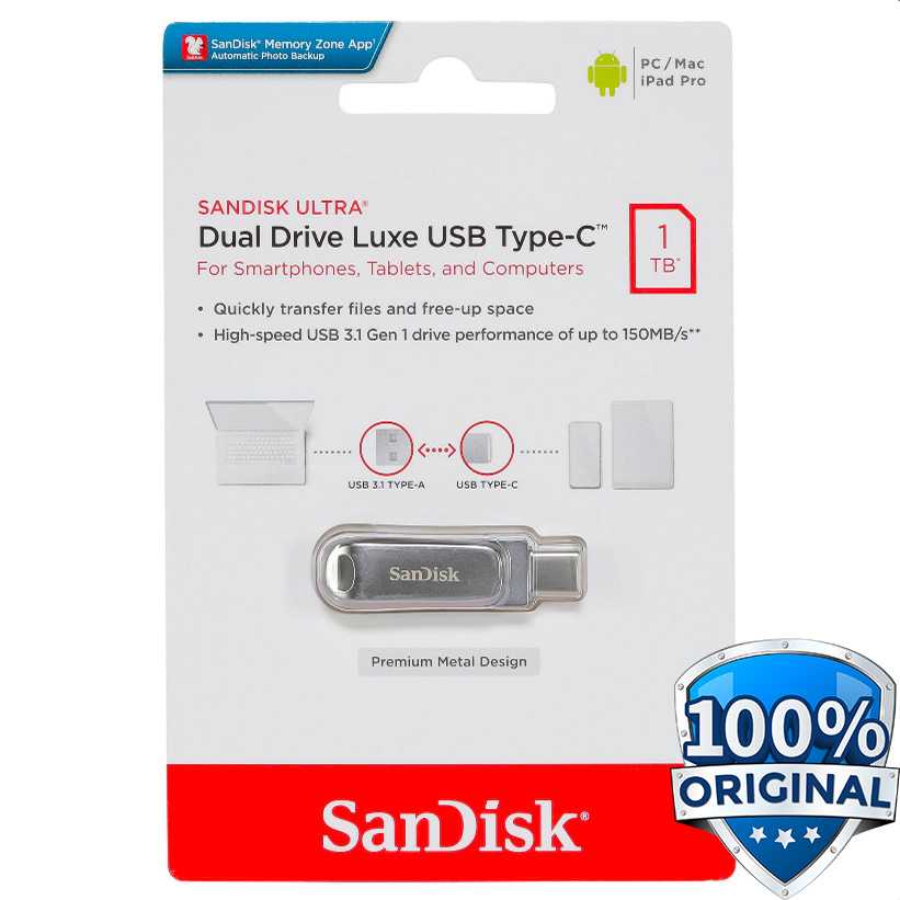 Jual Flashdisk Sandisk OTG USB Type C Ultra Dual Drive Luxe 1TB ...