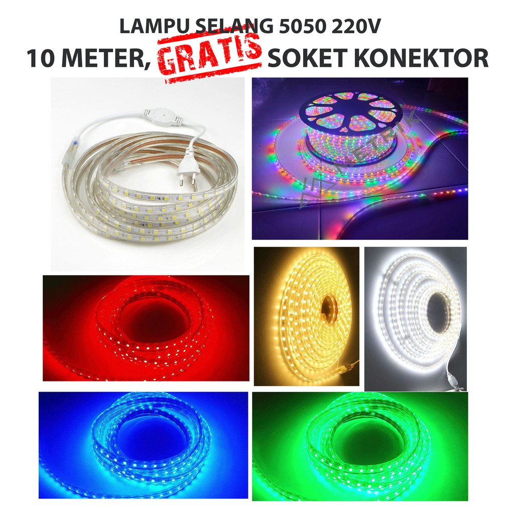 Jual LED STRIP SELANG 220V (10 METER) SMD 5050 MATA BESAR LED ETALASE ...