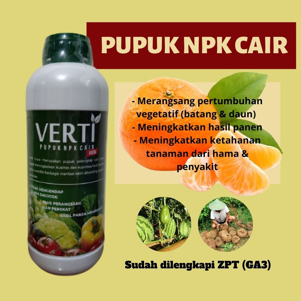 Jual Pupuk VERTI GROW Untuk Buah Dan Sayur, Pupuk Npk Masa Vegetatif Batang Dan Daun Cegah Hama ...