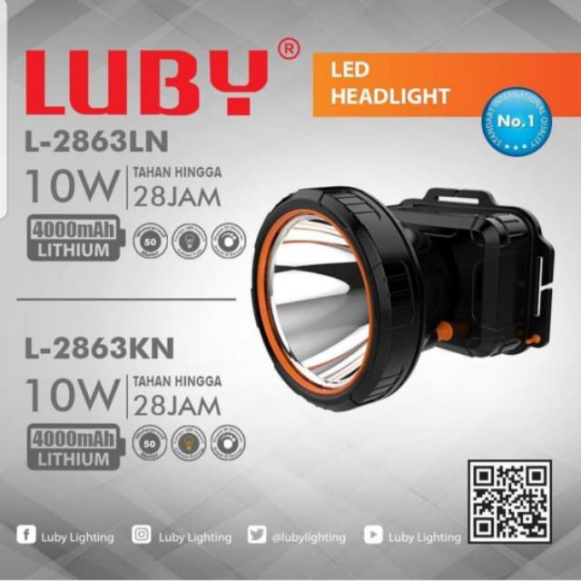 Jual Senter Kepala LED 10 Watt Headlamp Tahan Air Luby 2863LN | Shopee ...