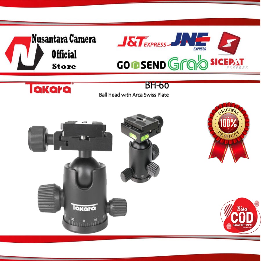 Jual Takara BH-60 Ball Head with Arca Swiss Plate for Tripod & Monopod ...