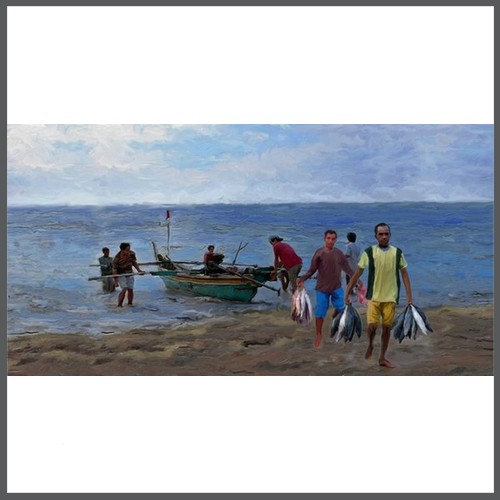 Jual Lukisan Digital Kapal Nelayan Ikan | Shopee Indonesia