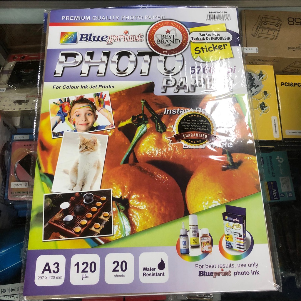 Jual Kertas Sticker Glossy A3 Glossy Sticker Paper Blueprint 120 gsm ...