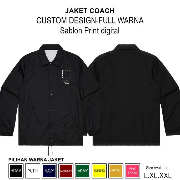 Jual Jaket Coach Waterproof Premium - Sablon Custom Satuan Full warna ...