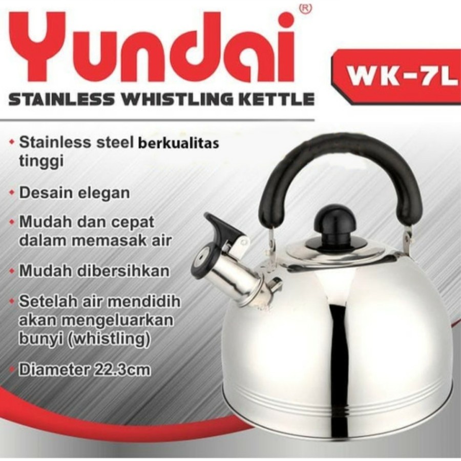 Jual WHISTLING KETTLE / TEKO BUNYI / TEKO SIUL YUNDAI 3/4/5/7 Liter | Shopee Indonesia