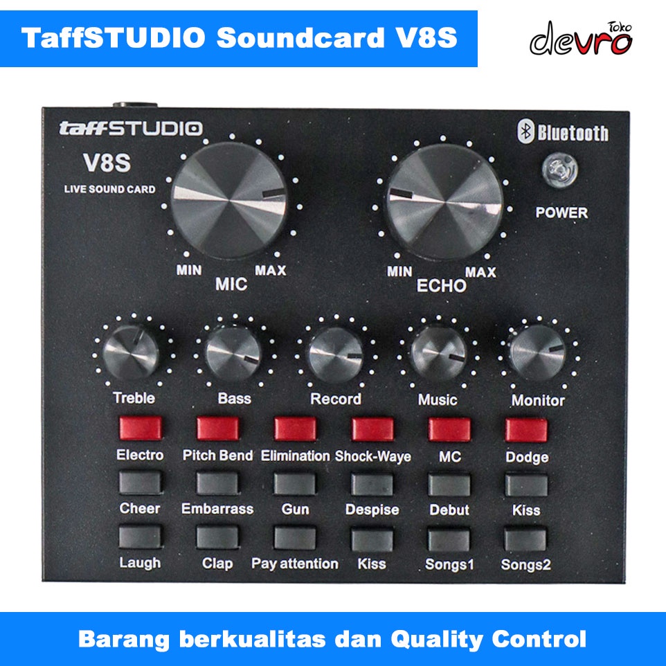Jual TAFFSTUDIO USB External Soundcard V8 V8S V8 PLus V8 PRO Live Broadcast Bluetooth - Sound ...