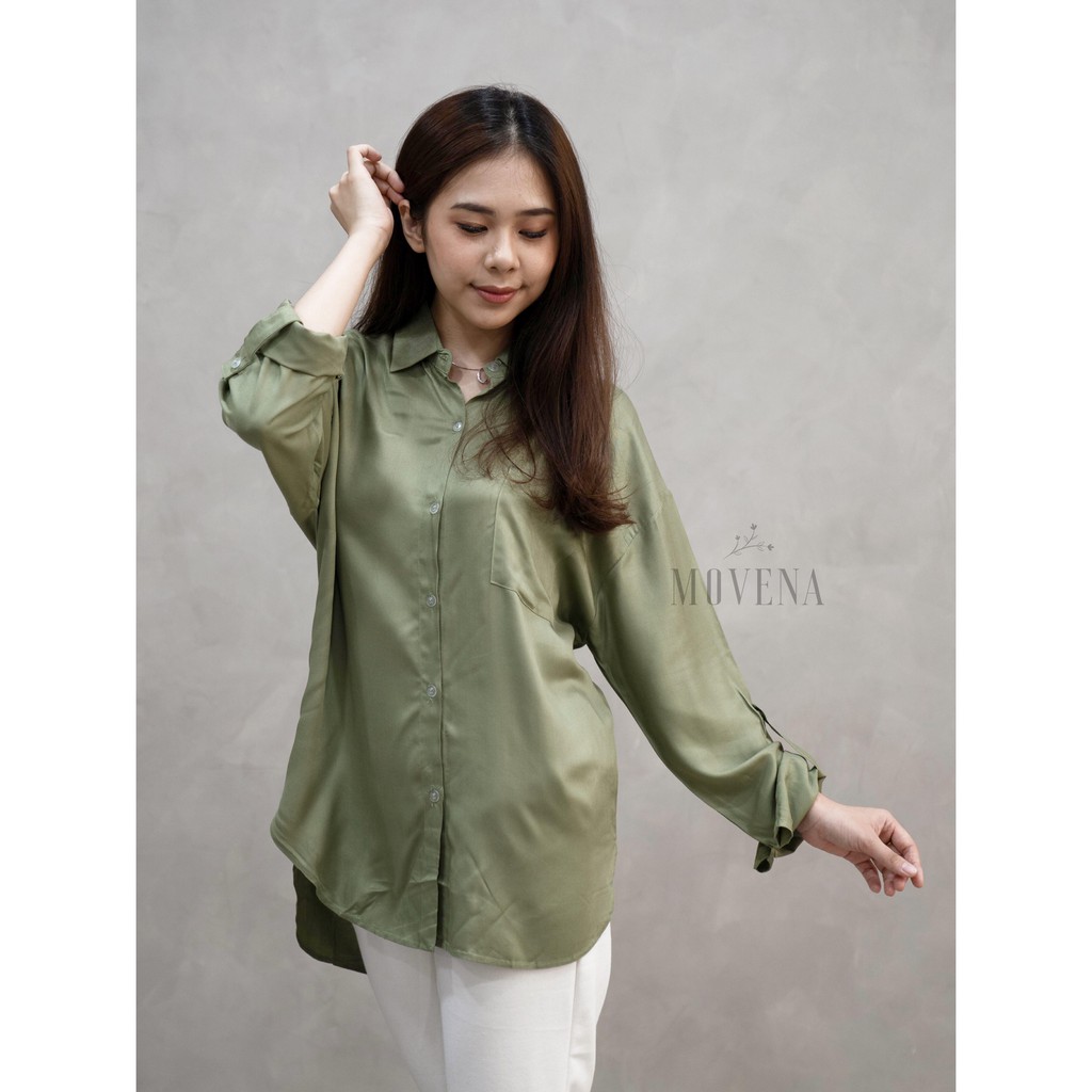 Jual Kemeja Oversized Wanita Elena Shirt Blouse Kemeja Korea Oversize Lengan Panjang Baju Atasan ...