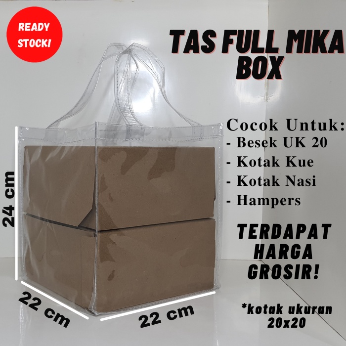 Jual Tas mika polos 22x22x24 cm, Goodiebag Kotak Nasi Besek, Tas ...