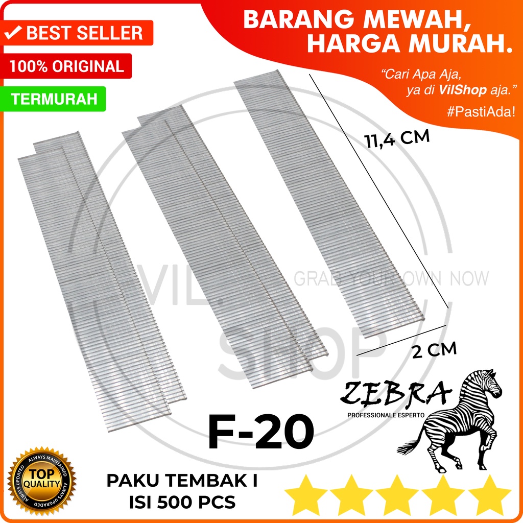 Jual ISI PAKU TEMBAK AIR NAILER F20 ZEBRA 500 PCS / REFILL ANAK STAPLES ...